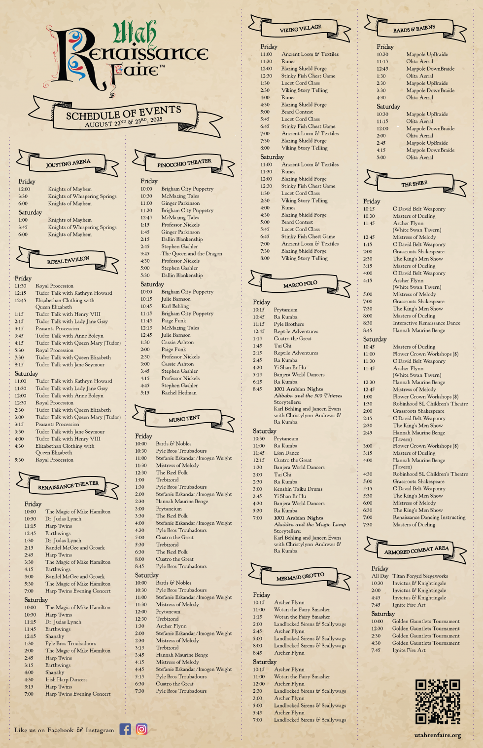 Map & Schedule | Utah Renaissance Faire